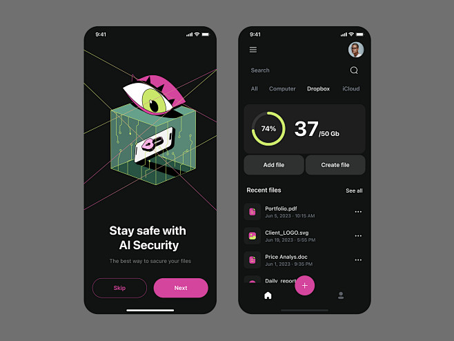 Cyber Security app by Taras Migulko for emote_agency on Dribbble