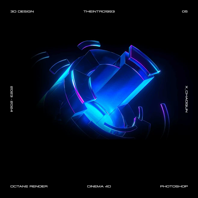 3D c4d octane photoshop Technology Scifi blue poster banner рендер-花瓣网