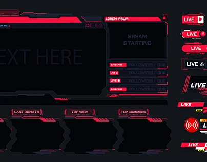 STREAM OVERLAY TEMPLATE in HUD style : Live stream. Digital frame ...