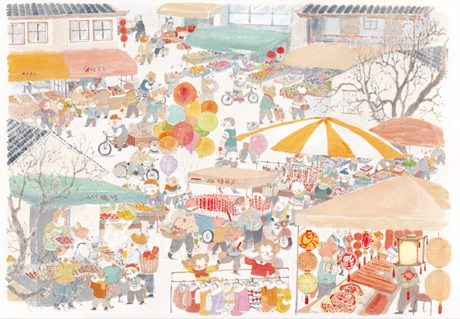 绘本图·赶集_l柳佩__插画师作品_涂鸦王国gracg.com