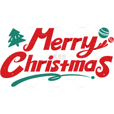 圣诞节手写变形组合艺术字元素-花瓣网