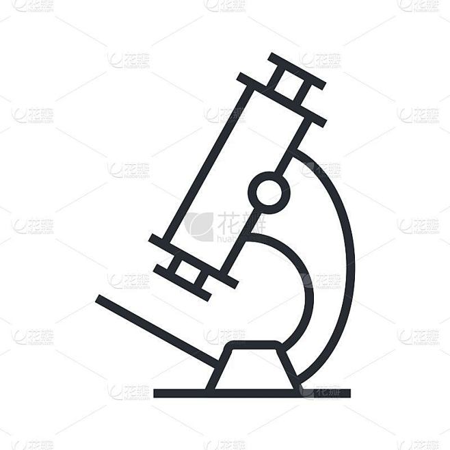 显微镜图标在平面设计风格。医学、科学概念符号。
