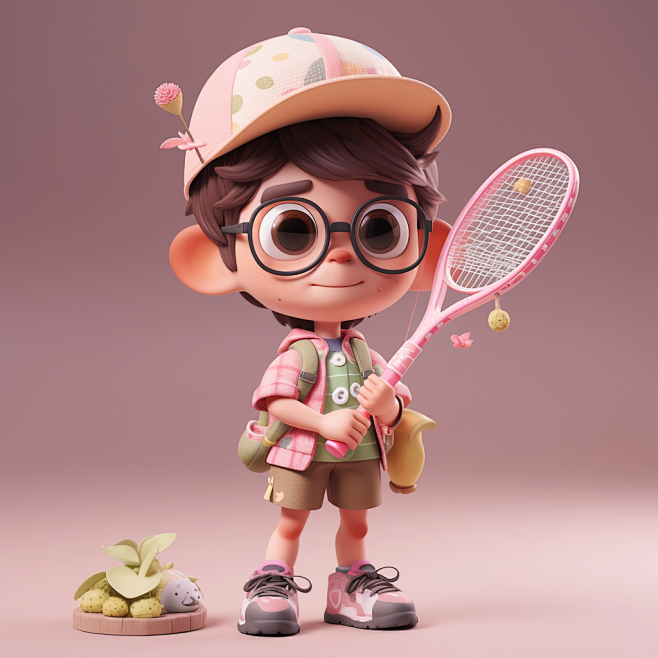 fullbody 3d artwork of super cute Little boy with badminton , chibi ...
