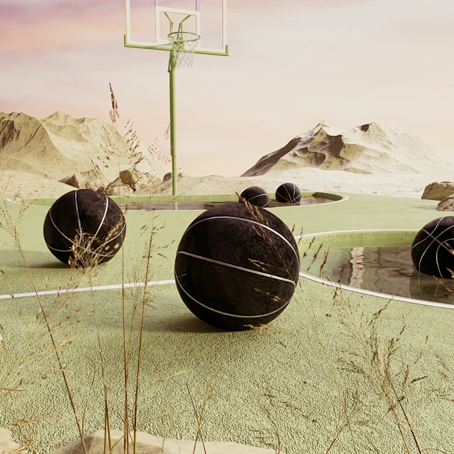 3D basketball c4d CGI cinema 4d exterior maxon Render sports visualization-花瓣网