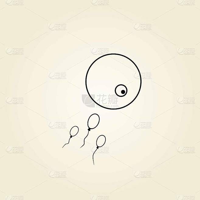 受精的过程。人类精子细胞的图标。摘要图标目标，精子矢量图标，精子向卵子跑的矢量。人工受精。