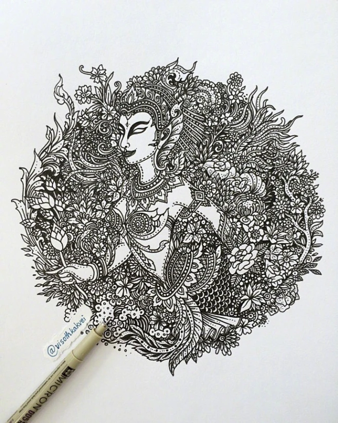 来自柬埔寨艺术家 Visoth Kakvei 手绘与电脑特效结合的绘画作品 | www.instagram.com/visothkakvei ...