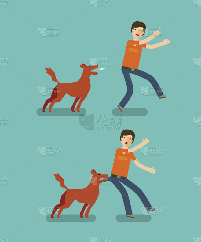 狗,绘画插图,男人,矢量,卡通,吠狗,纯血猎犬,警犬,盗贼,克服困难