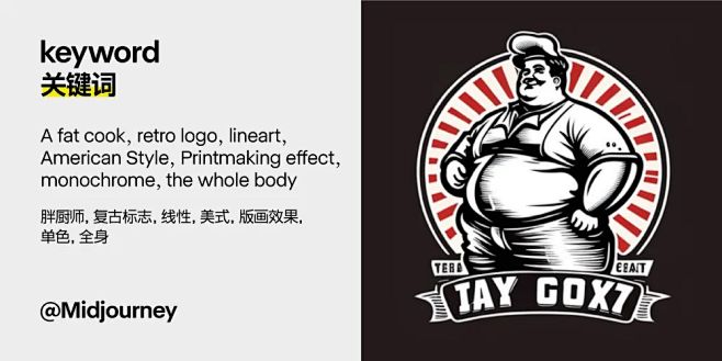 A fat cook,retro logo, lineart.American Style，Printmaking effect ...