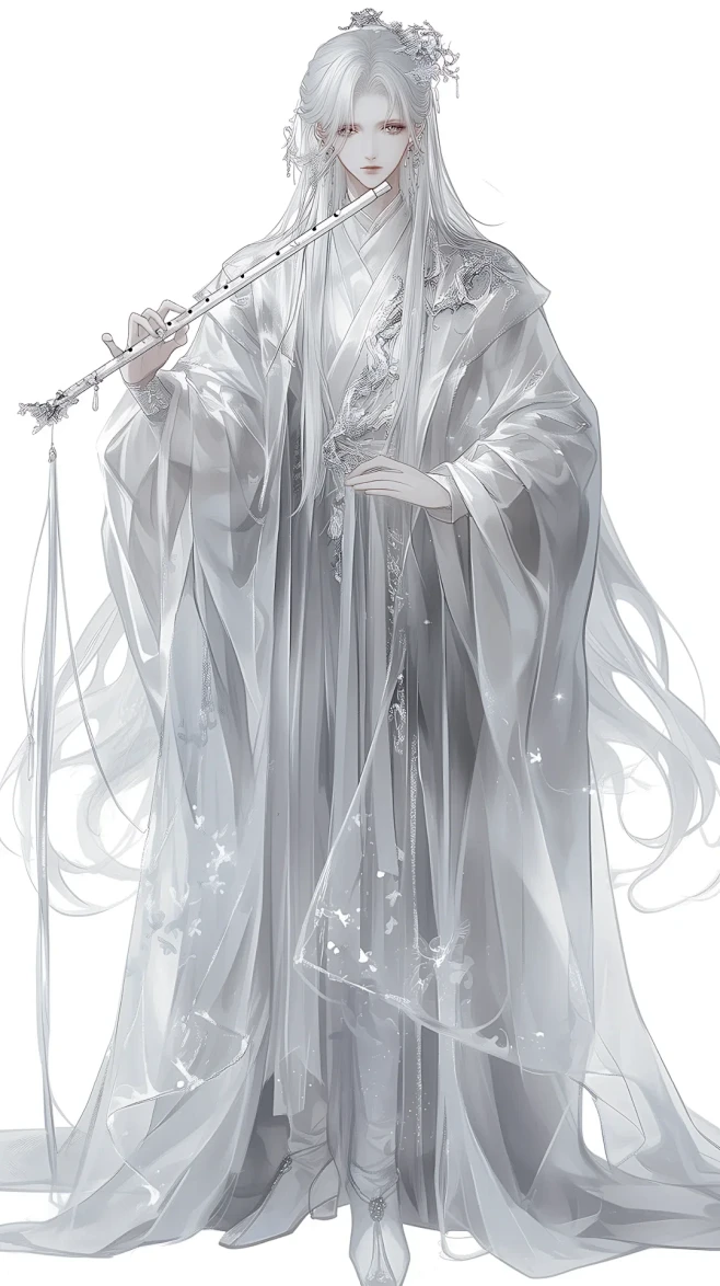 白衣白发古风男立绘 - 小红书-花瓣网