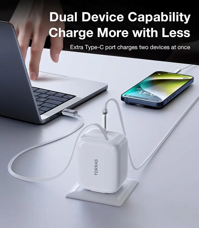 Amazon.com: TORRAS FlexLine 40W Dual-Port USB C Charger Block with ...
