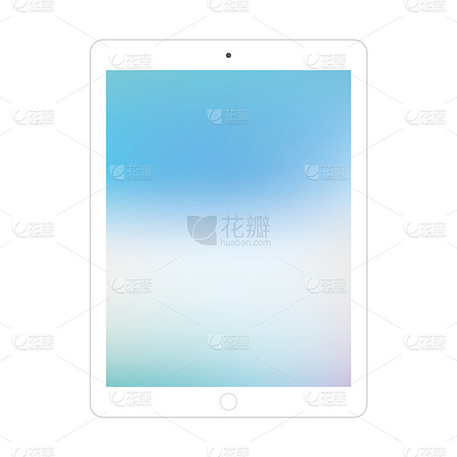 White tablet with blue clouds empty screen vector