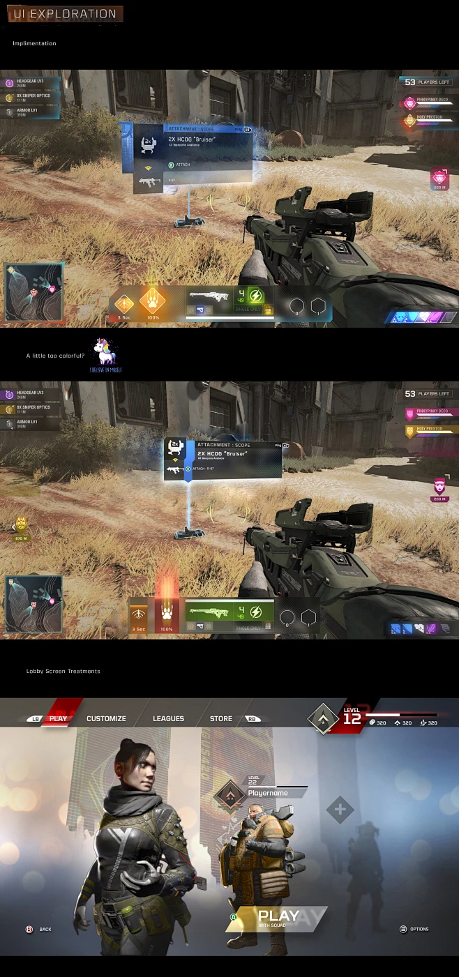 Apex Legends : User interface elements, Brad Allen : Concepts and exploration for various ...