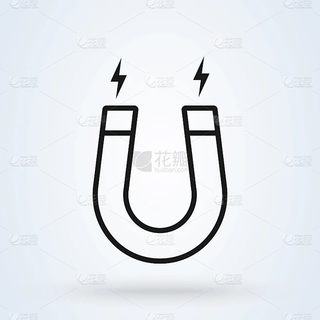 magnet and magnetism line art. Simple vector moder素材-花瓣网