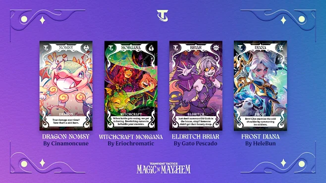 A display of fan art created for the Tarot Card Showcase is shown ...