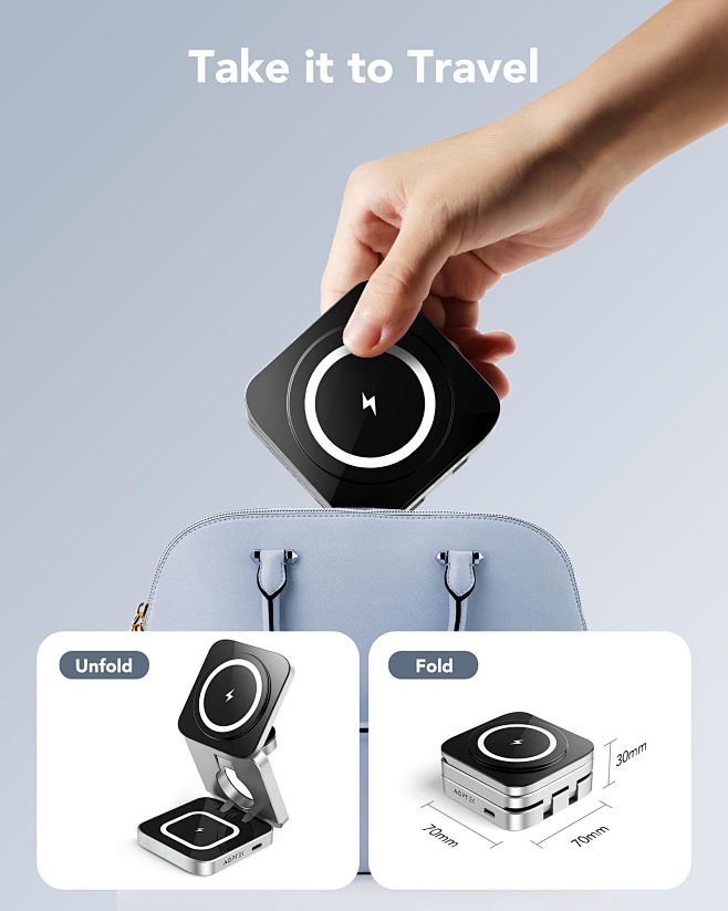 Amazon.com: AGPTEK Magnetic Wireless Charger, 3 in 1 Foldable Wireless ...