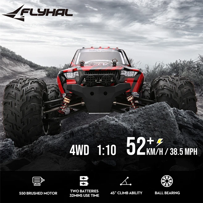 684.83R$ 47% de desconto|Flyhal x04 pro rc carro 1/10 52km/h de alta velocidade deriva veículo ...