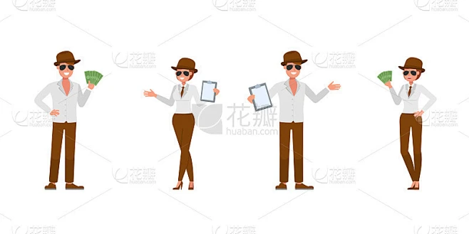 Spy secret agent character vector design. Presenta素材-花瓣网