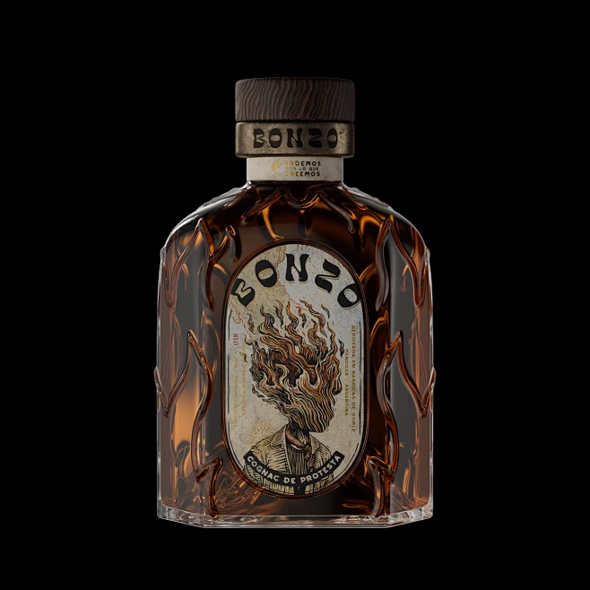 Cognac BONZO fire conac men in fire alcohol Packaging packaging design ...