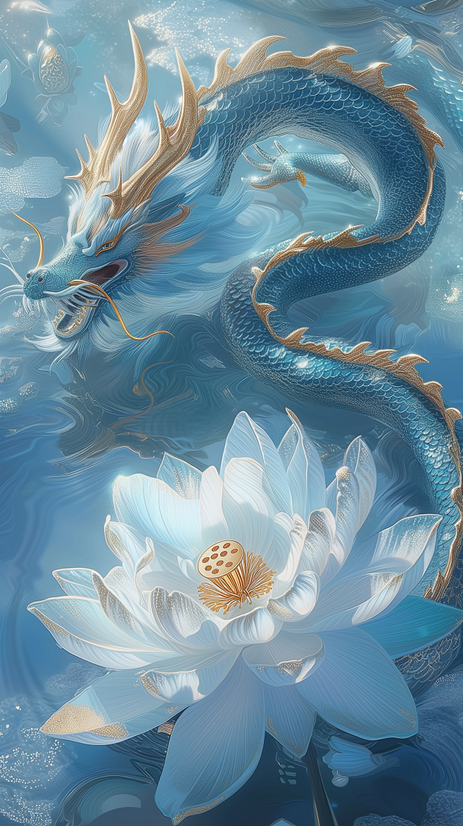joseph643873_blue_dragon_next_to_white_lotus_in_the_style_of_hy ...