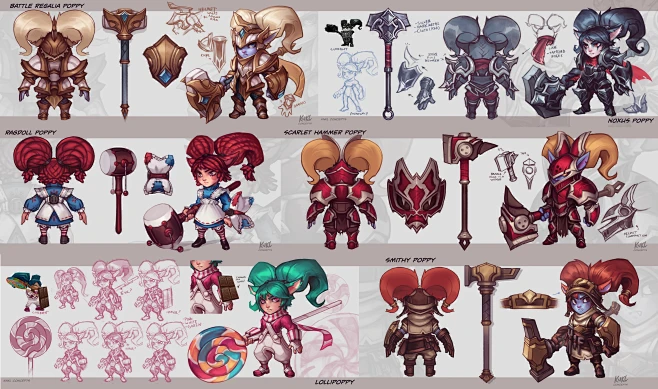 （角色皮肤设计图）美国画师 KNKL军神战甲 波比 诺克萨斯 波比圣诞玩偶 波比 血色之锤 波比巧克力工坊 波比 宗师级锻造训练师 波比-花瓣网