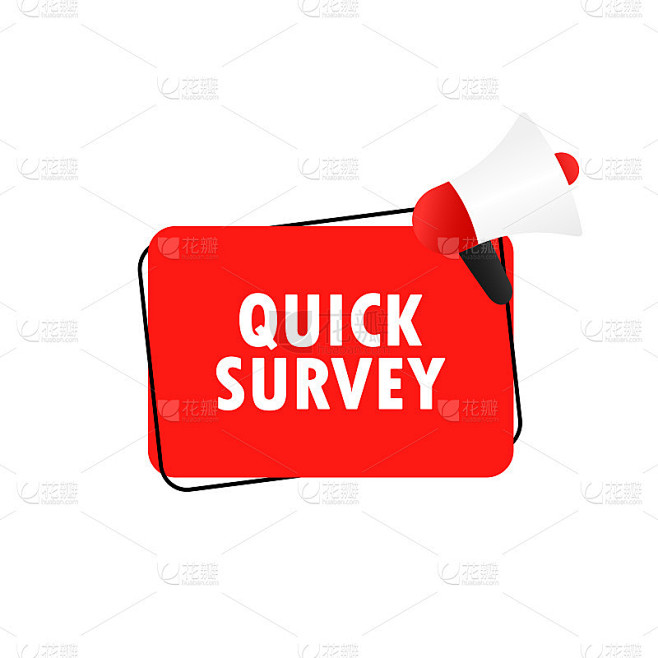 Quick survey icon. Megaphone with quick survey mes