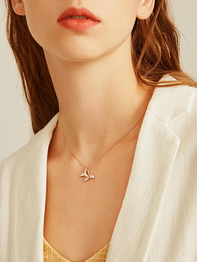 Rhinestone Engraved Fishtail Pendant Chain Necklace 1pc : Shop ...