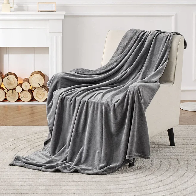 Amazon.com: Bedsure Fleece Throw Blanket for Couch Grey - Lightweight ...