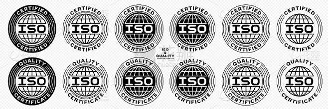 一套用于产品标记的邮票。——ISO证书。一套服务和商品质量的国际标准。向量的元素。素材-花瓣网