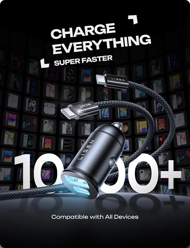 Amazon.com: LISEN for Samsung Car Charger Fast Charging, 80W [PPS2.0 ...