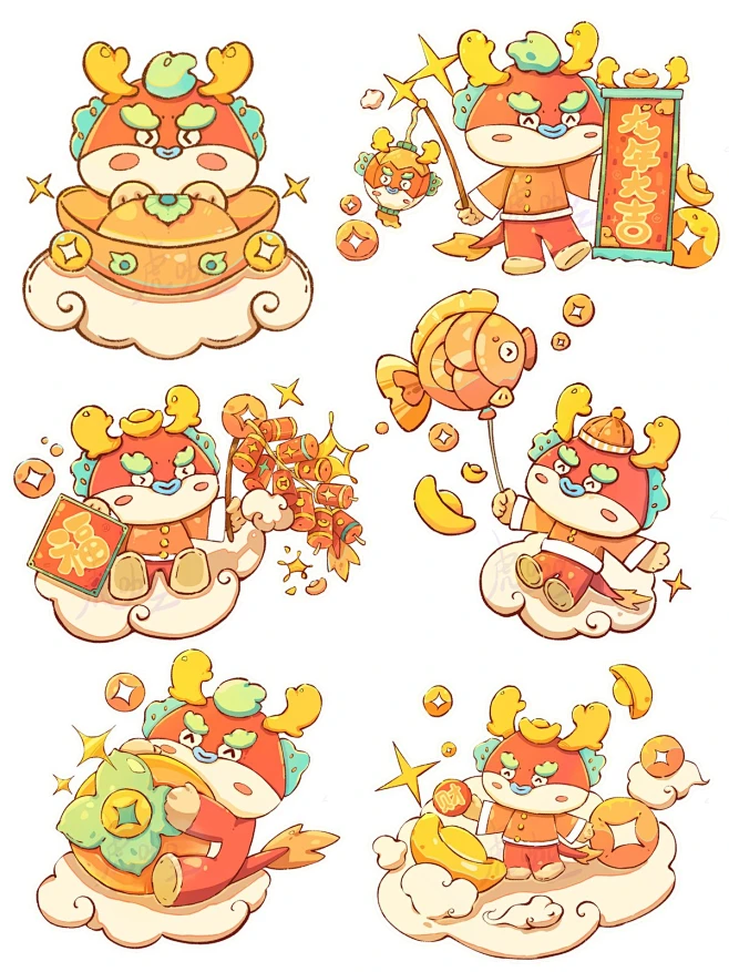 画了一些龙年ip_虎咖__插画师作品_涂鸦王国gracg.com-花瓣网