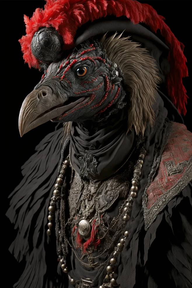 skeksis from the movie "the dark crystal" wearing fashionable clothing,-花瓣网