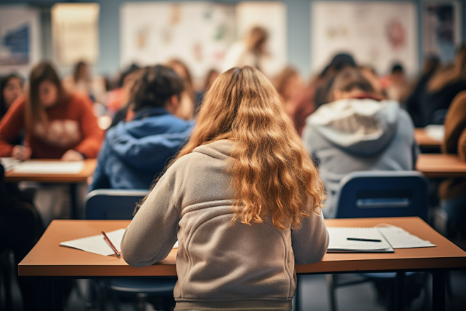 刷题备考学生背影教师节课堂学生人物摄影图