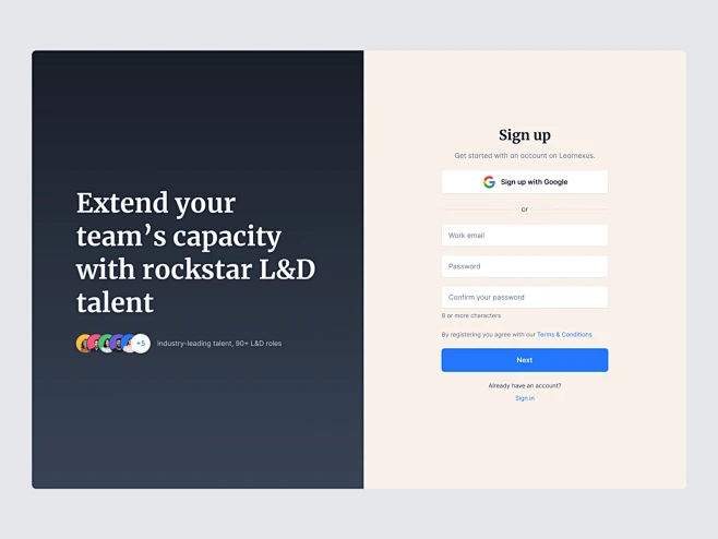 Sign up page - Learnexus create account design figma form interface log ...