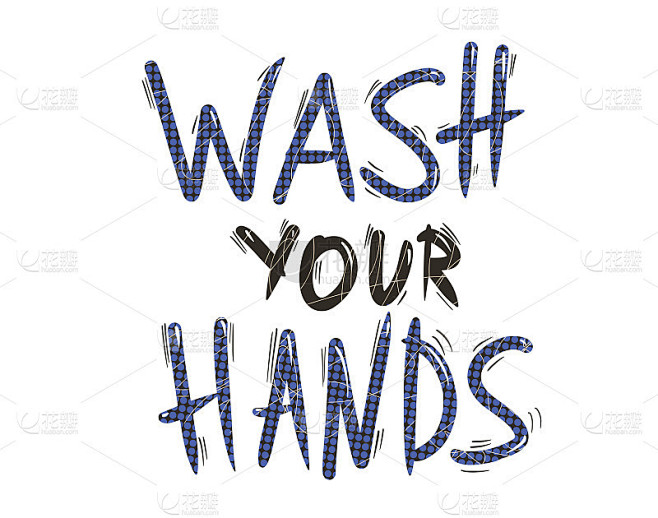 洗手，手绘文字。向量的信息。