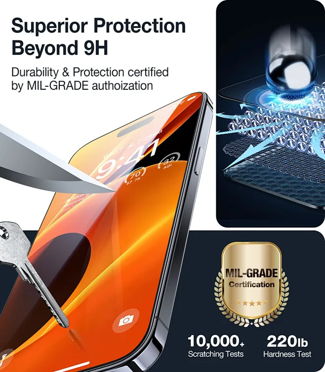 Amazon.com: UltraGlass Top 9H+ Glass for iPhone 15 Pro Screen Protector ...