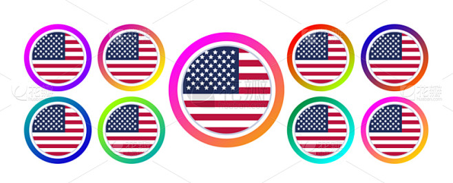 白色背景,计算机图标,美国,矢量,圆形,讲故事,传媒,分离着色