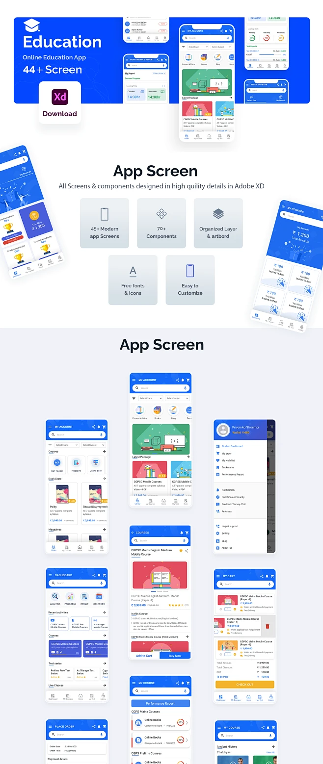 Education Learning App Adaptive Platform UI Kit - UI Kits : Online ...