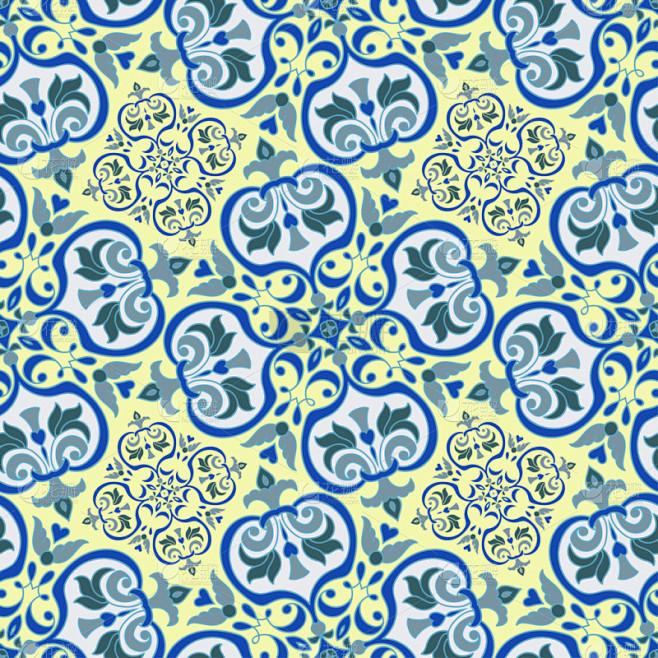 Hand drawing tile vintage color seamless parttern.