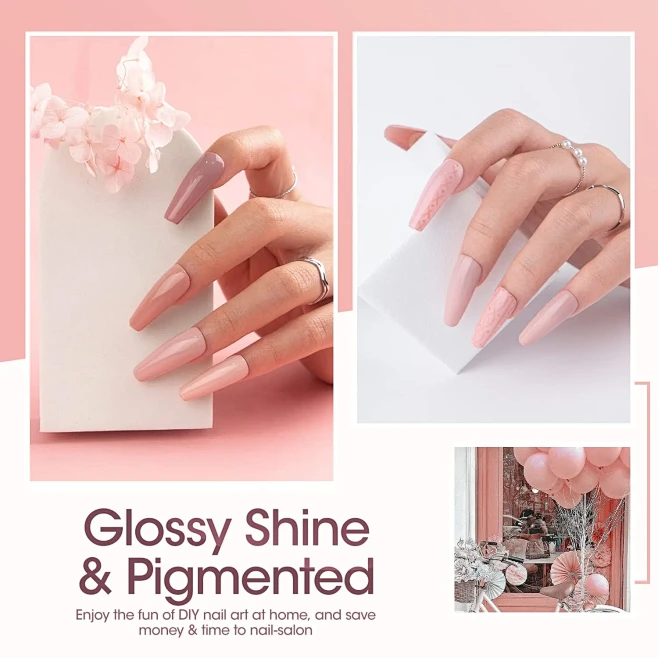 Amazon.com : Gellen Gel Nail Polish Kit - Pink Nudes Neutrals 6 Colors ...