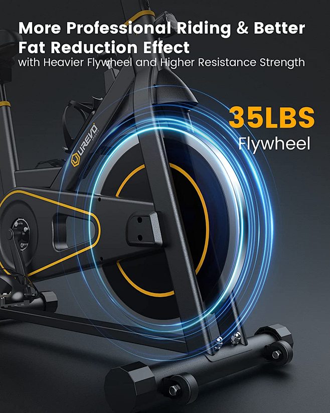 Amazon.com : UREVO Exercise Bike, Stationary Bike with 35lbs Flywheel ...