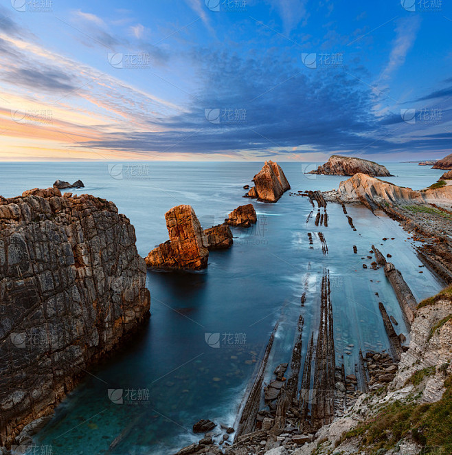 傍晚大西洋海岸，Portio海滩。