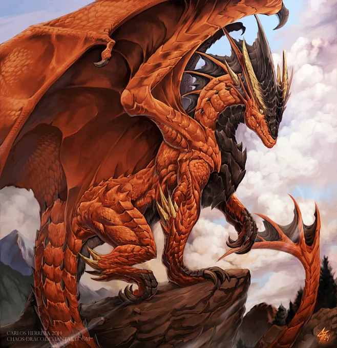 Daeron the Red dragon by Chaos-Draco on DeviantArt-花瓣网