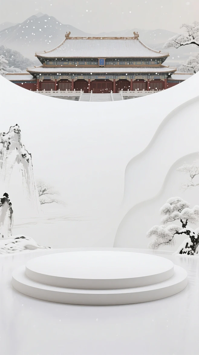 场景，展台，电商用背景，中式国风，淡彩，竖版，zxs (2)-花瓣网