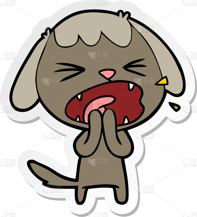 可爱的,狗,吠声,标签,卡通,宠物,图像,棍,性格,绘制