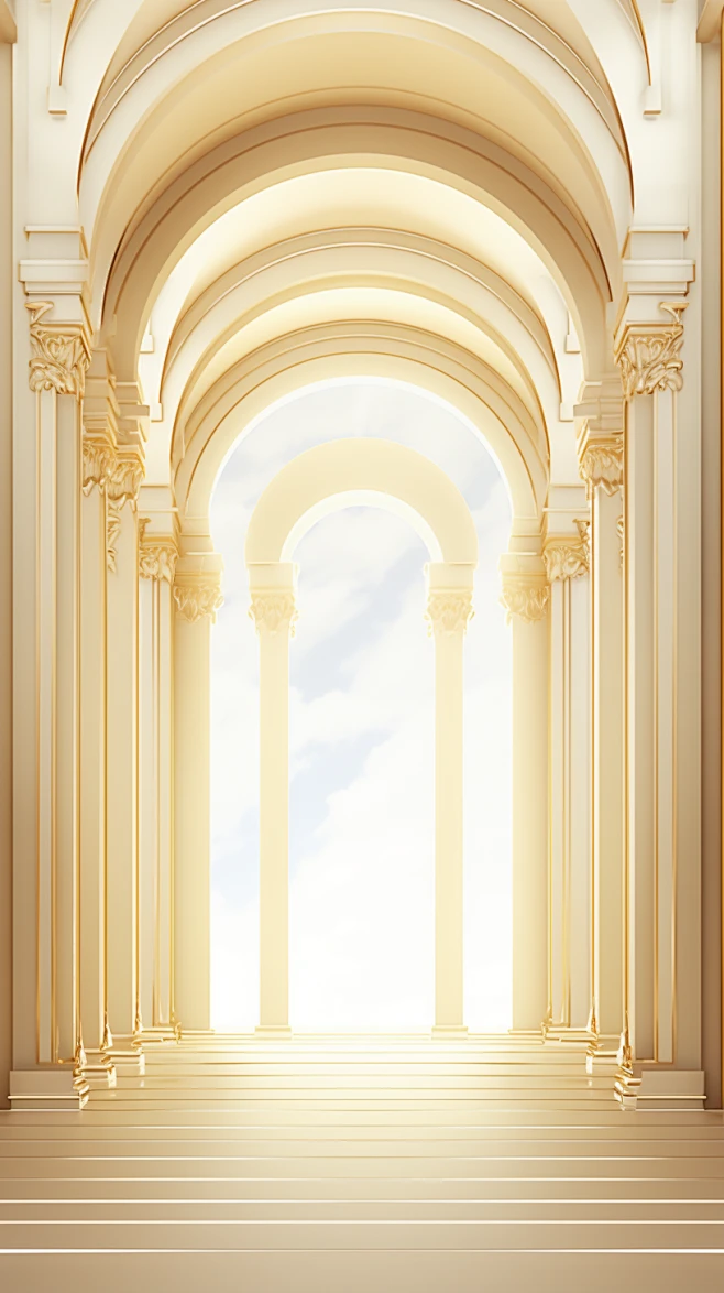 beautiful golden architecture building room interior illustration, in ...