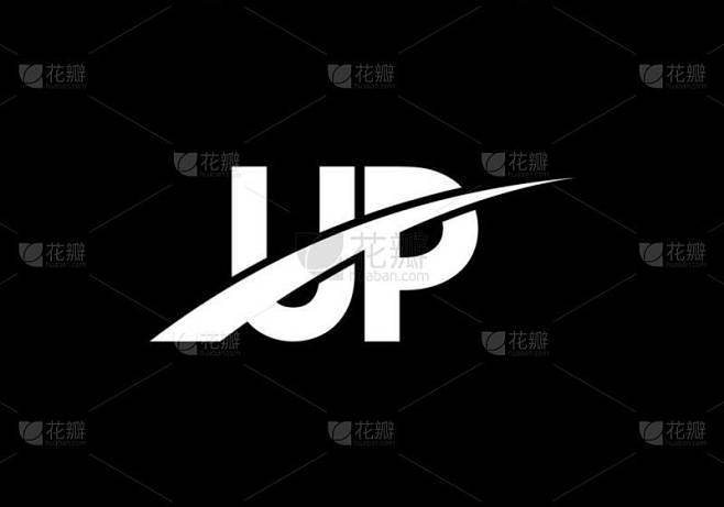 初始单字U P标志设计向量模板.UP字母标志设计