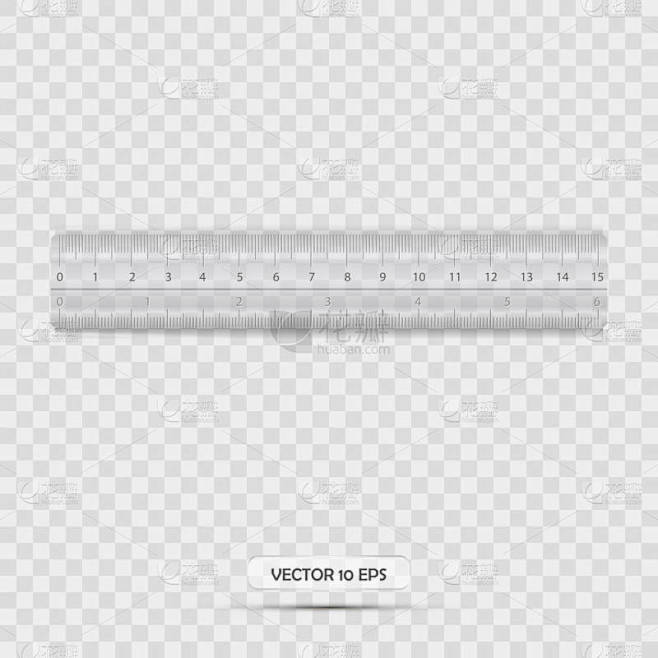 标尺图标现实的透明背景。矢量图。塑料尺.