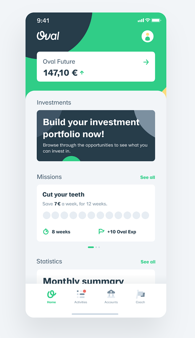 Oval finance app ui