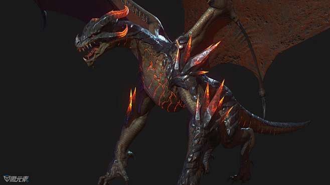【PBR】高精度西方熔岩龙模型-怪物/生物模型-微元素 - Element3ds.com!