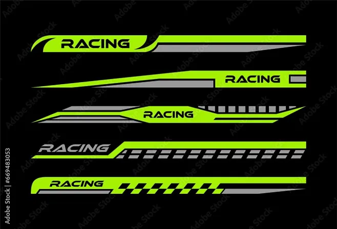 Sport car decal stripes, Car stickers Green striping. Isolated on black ...